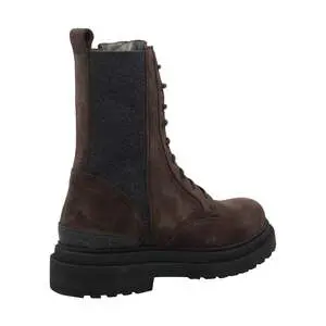 Brunello Cucinelli Suede And Wool Booties With Precious Detail