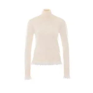GANNI Sweater With Lace Detail - White