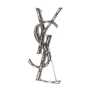 Saint Laurent Cassandre Crocodile Brooch - Silver