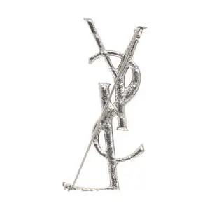 Saint Laurent Cassandre Crocodile Brooch - Silver