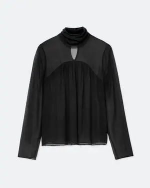 ALLSAINTS Nadia Sheer Silk Top - Black