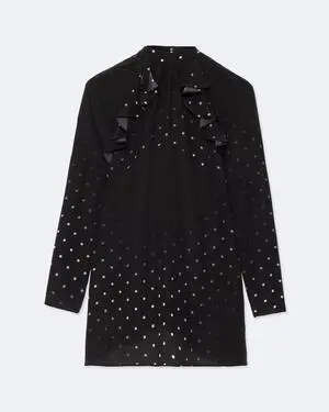 ALLSAINTS Clarisse Polka-dot Silk Mini Dress - Black