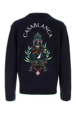 Casablanca Navy Wool Blend Cardigan