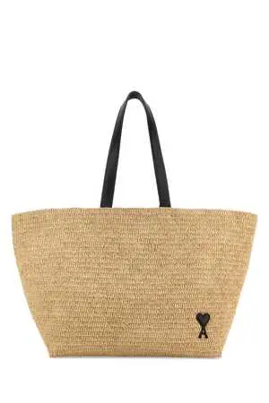 AMI Paris Raffia Shopping Bag - Brown