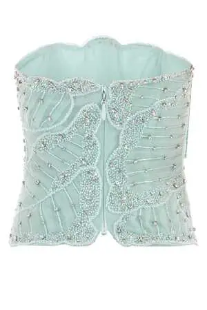 Costarellos Light- Tulle Fiori Bodice - Blue
