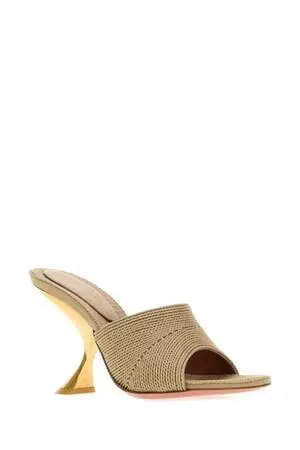 Amina Muaddi Cappuccino Fabric Taylor Mules