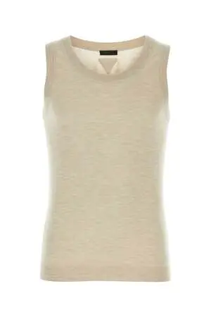 Prada Melange Sand Cashmere Tank Top - Brown