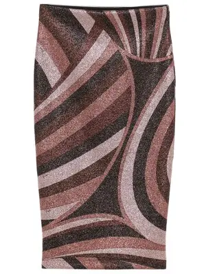 Emilio Pucci Lurex Jersey Skirt In Iridescent Print - Red