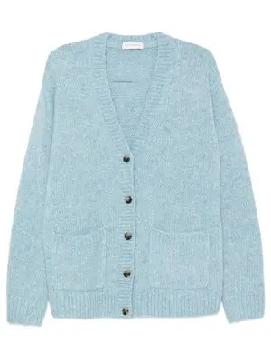 Dries Van Noten Alpaca Blend Cardigan With V-neck - Blue