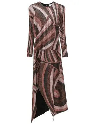 Emilio Pucci Lurex Jersey Dress In Iride Print - Red