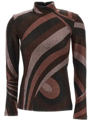 Emilio Pucci High-neck Lurex Top With Iridescent Print - Multi