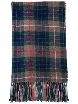 BARACUTA Tartan Wool Blend Scarf - Brown