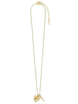 Saint Laurent Cassandre Heart Necklace In Brass - Metallic