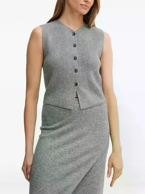 OUI Button V-neck Sleeveless Knitwear - Grey