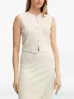 OUI Button V-neck Sleeveless Cardigan - Neutrals