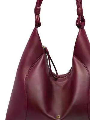 AIGNER Large Giara Leather Shoulder Bag - Red