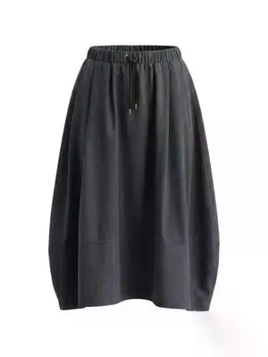 GRAN SASSO Drawstring Pleated Midi Skirt - Grey