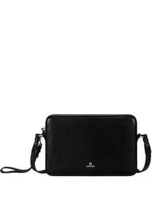 AIGNER Small Mica Grained-leather Messenger Bag - Black
