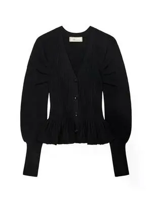 Blumarine Flounced-detail V-neck Cardigan - Black