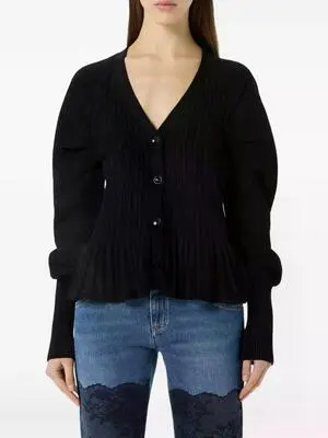 Blumarine Flounced-detail V-neck Cardigan