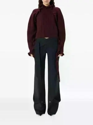 Blumarine Ruffle-trimmed Ribbed-knit Sweater