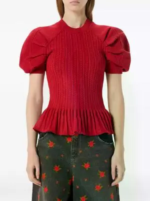 Blumarine Rib-knit Short-sleeve Sweater