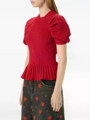 Blumarine Rib-knit Short-sleeve Sweater