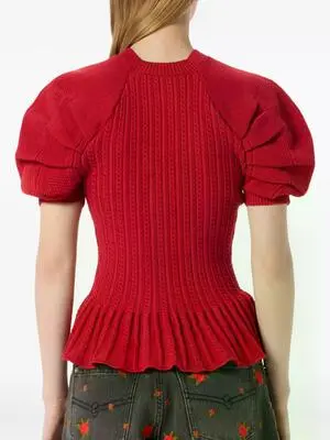 Blumarine Rib-knit Short-sleeve Sweater