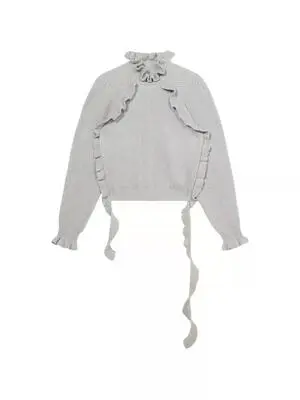 Blumarine Ruched-detail Wool Sweater Grey