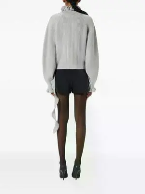 Blumarine Ruched-detail Wool Sweater - Grey