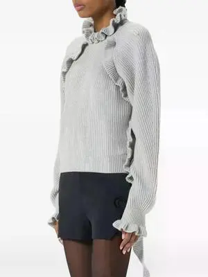 Blumarine Ruched-detail Wool Sweater - Grey