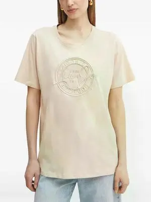Liu Jo Embroidered-logo Round-neck T-shirt - Neutrals