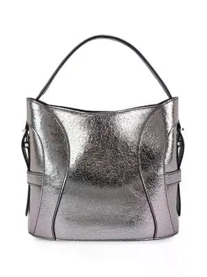 AIGNER Small Deborah Metallic Cracked-effect Shoulder Bag - Silver