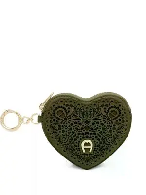 AIGNER Laser-cut Heart-shaped Coin Purse - Green