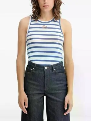 Munthe Tezza Striped Embroidered Tank Top - Blue