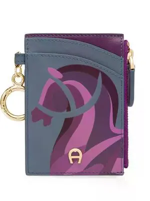 AIGNER Funny Horse-print Card Holder - Blue