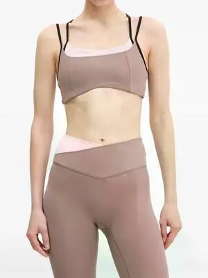 P.E Nation Distortion Layered Crossover-strap Sports Bra - Neutrals