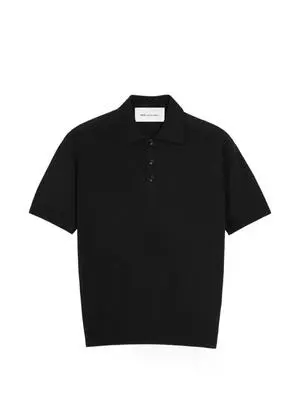 AMI Paris Knit Short-sleeve Polo Shirt - Black
