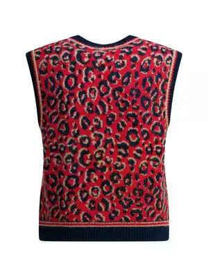 Adidas X Wales Bonner Boleopard-print V-neck Sweater