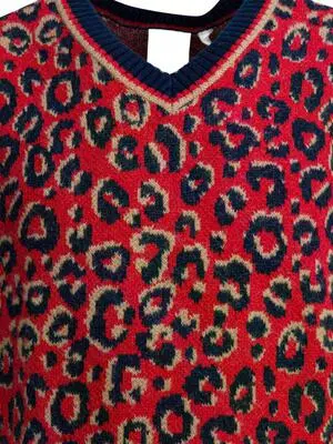 Adidas X Wales Bonner Boleopard-print V-neck Sweater