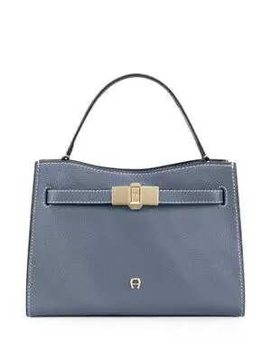 AIGNER Small Farah Logo-plaque Grained-leather Tote Bag - Blue