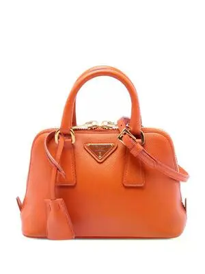 Prada 2013-2026 Mini Saffiano Lux Promenade Satchel - Orange