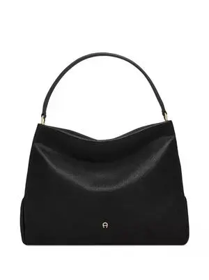 AIGNER Medium Paola Leather Shoulder Bag - Black