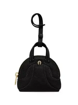 AIGNER Sellina Bag-shaped Grained-leather Bag Charm - Black