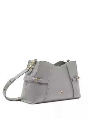 AIGNER Medium Cavallo Logo-plaque Leather Tote Bag - Grey