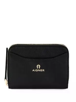 AIGNER Marika Logo-plaque Pebbled Wallet - Black