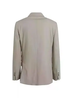 AMI Paris Beige Double-breasted Virgin Wool Gabardine Jacket - Neutrals