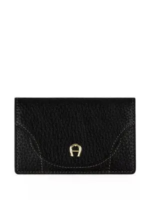AIGNER Hazel Logo-plaque Pebbled Wallet - Black