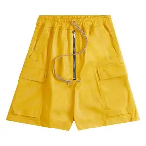 Rick Owens Leather Shorts 'lemon