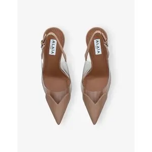 AZZEDINE ALAIA Coeur 90 Patent-leather Heeled Slingbacks
